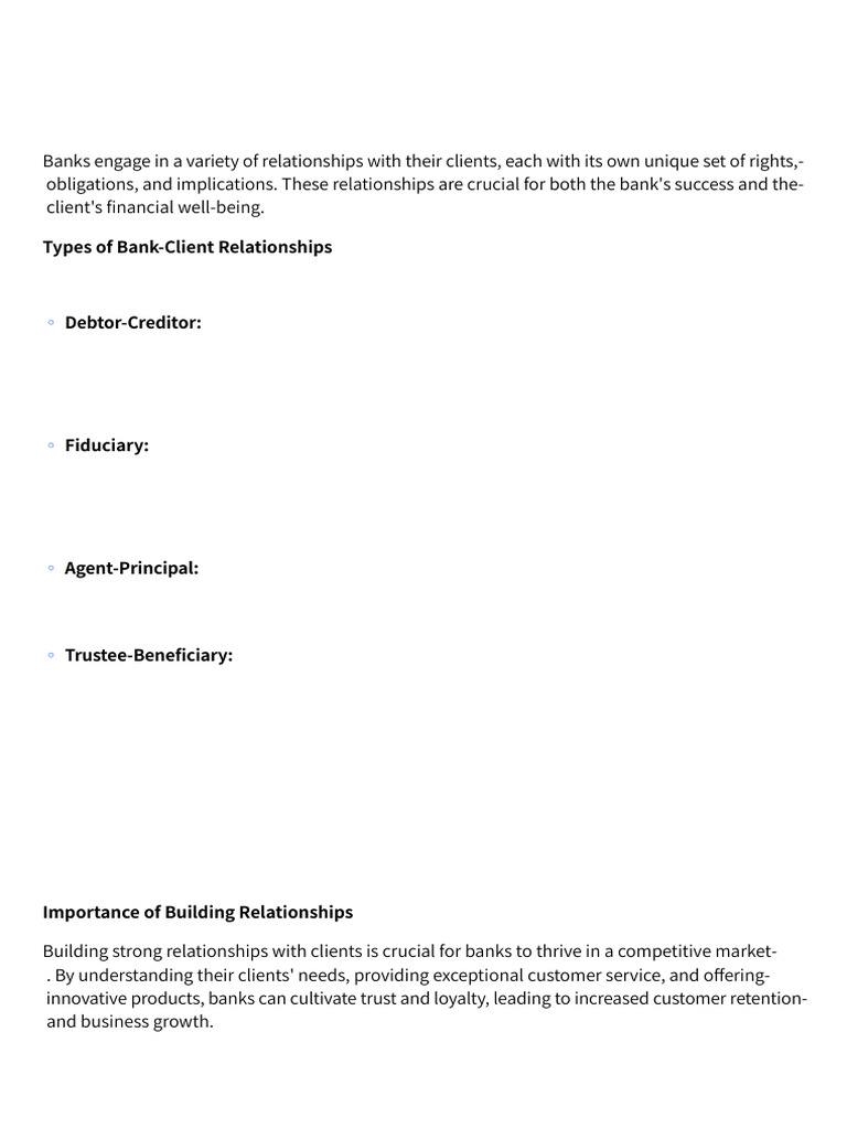 Types of Bank-Client Relationships | PDF | Banks | Fiduciary