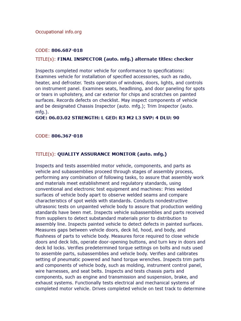 Occupational Standard For Vehicles Windshield and Glass Technician ...