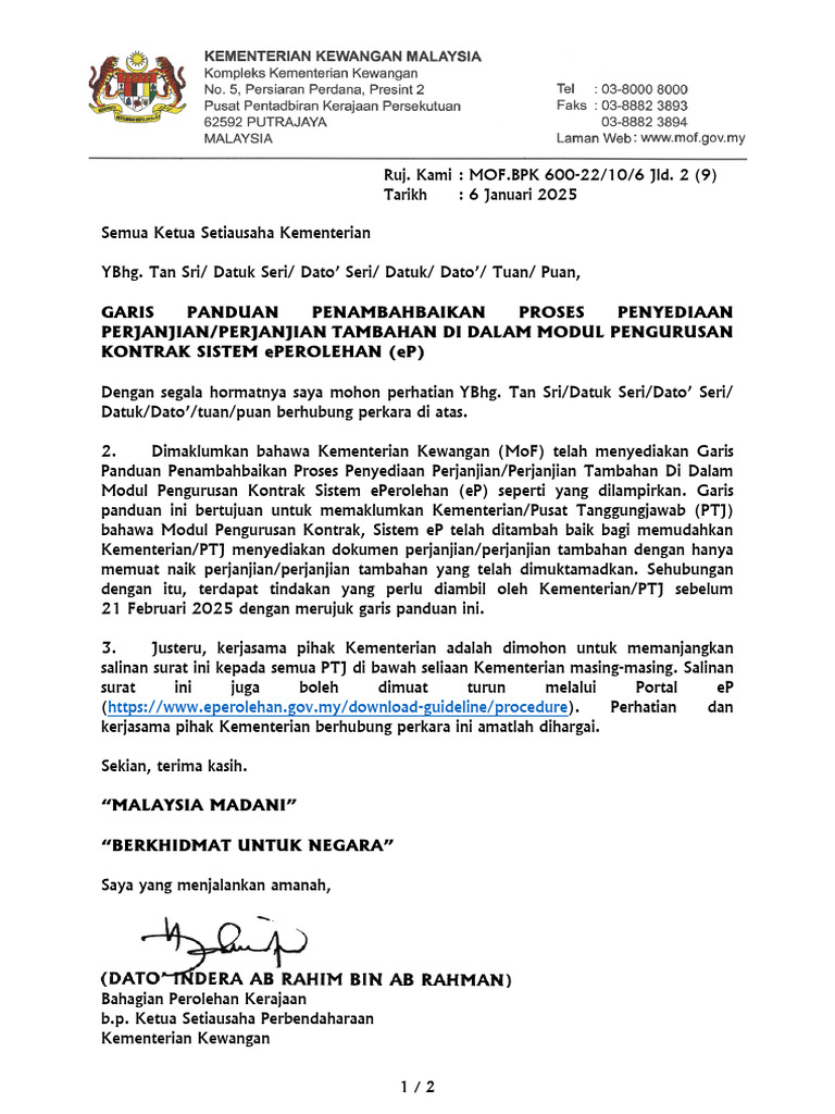 Garis Panduan Penambahbaikan Proses Penyediaan Perjanjian, Perjanjian ...