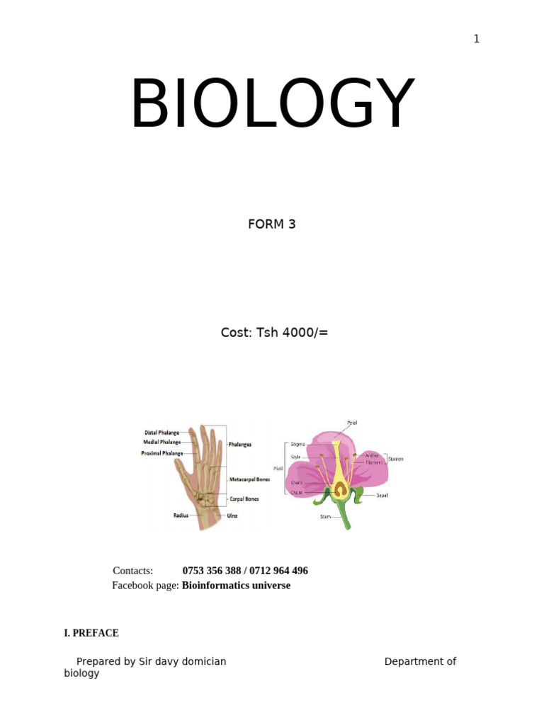 Form 3 Biology Notes Tanzania | PDF | Vertebral Column | Skeleton