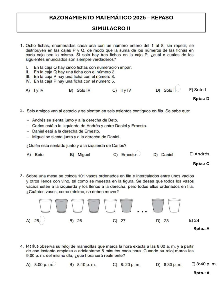 RM Repaso 2025 - Simulacro Ii - Prof. Mario Manrique | PDF