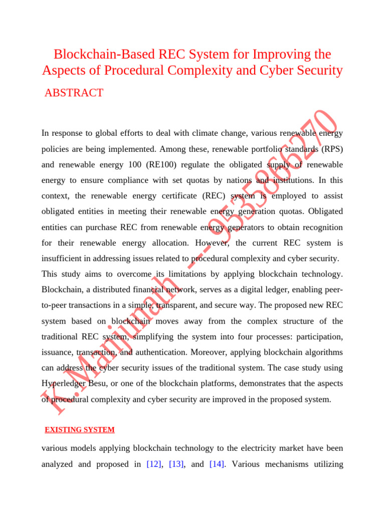 Blockchain for Secure REC Systems | PDF | Market (Economics)