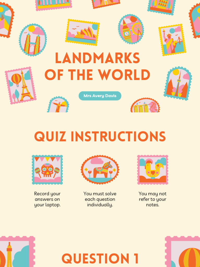 Landmarks of The World Geography Quiz Presentation in Colorful Bold ...