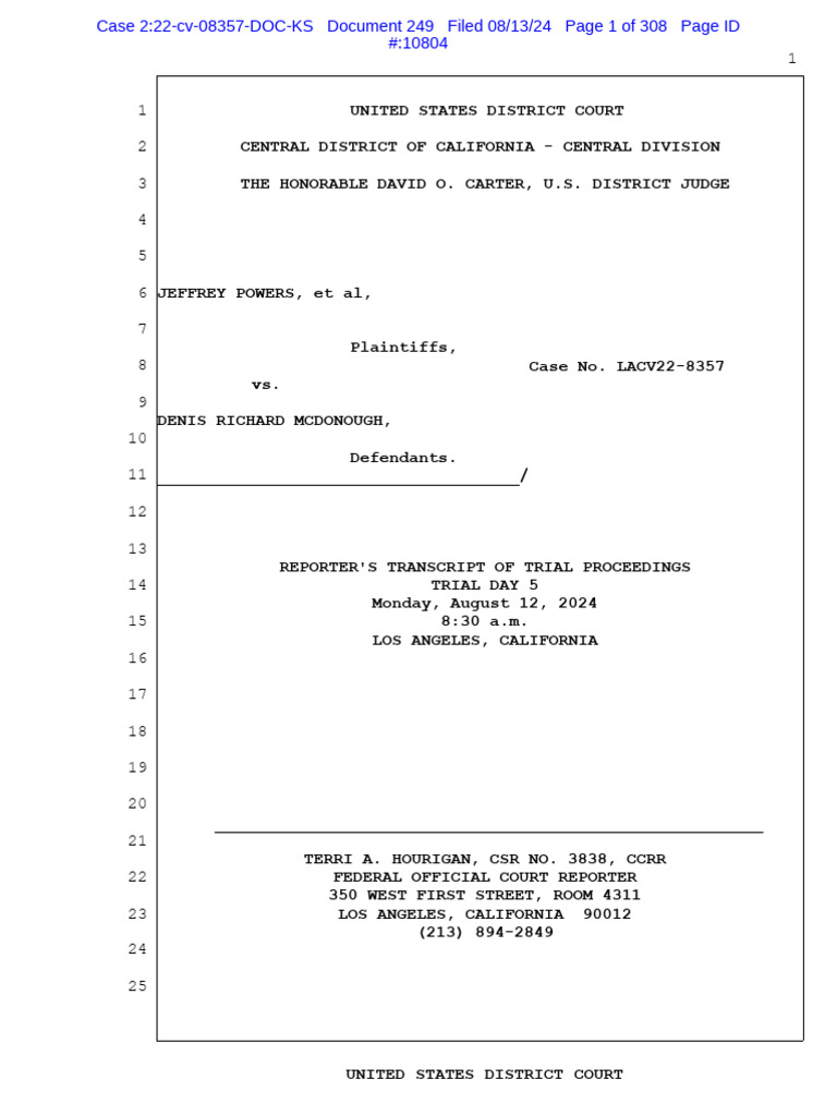 Dkt. 249 Transcript of Trial on August 12, 2024 | PDF | Military ...