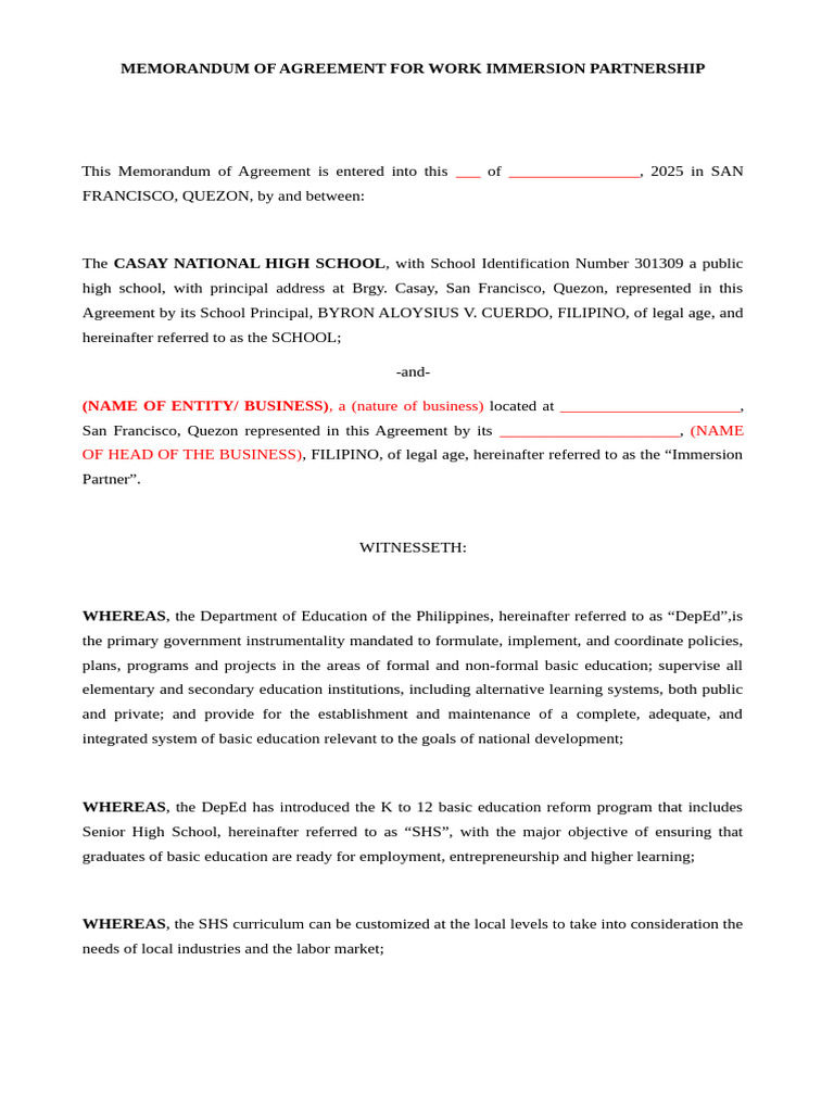 SAMPLE-MOA_-2024-2025 (1) | PDF | Employment | Curriculum