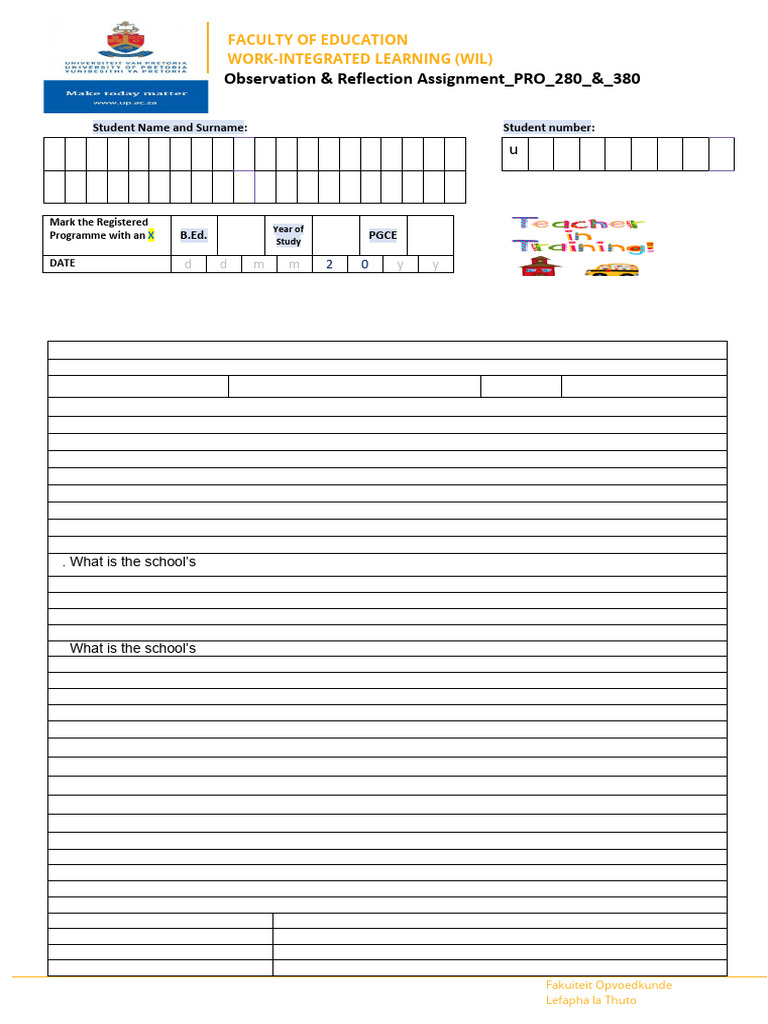 WIL Observation & Reflection Assignment | PDF | Learning | Teachers