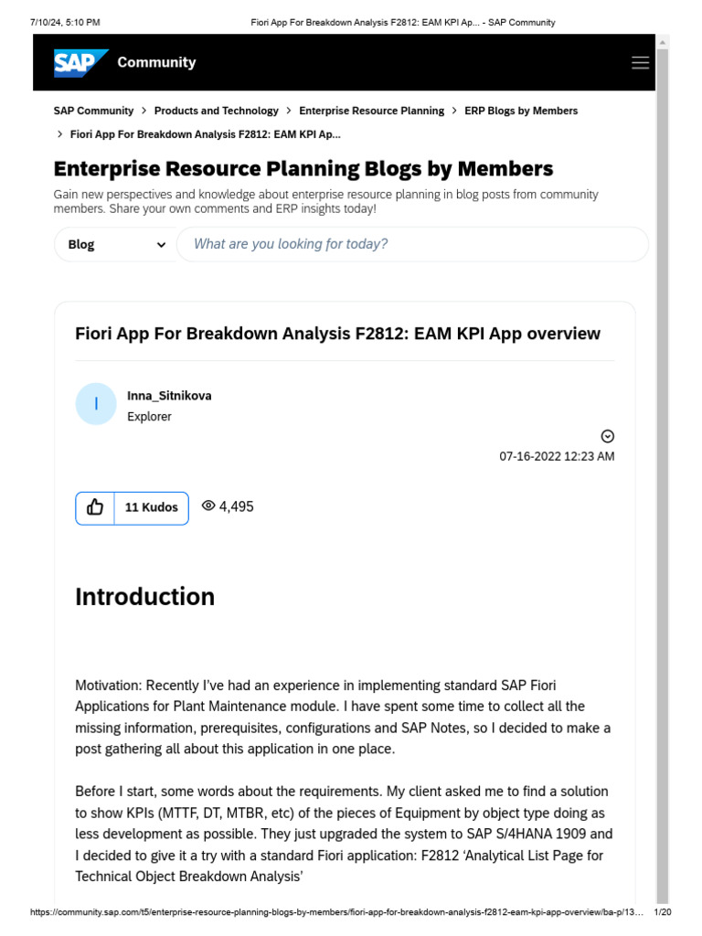 Fiori App For Breakdown Analysis F2812 - EAM KPI Ap... - SAP Community ...