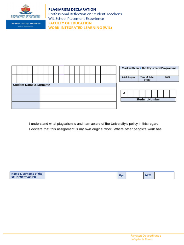 Wil - Plagiarism Declaration | PDF