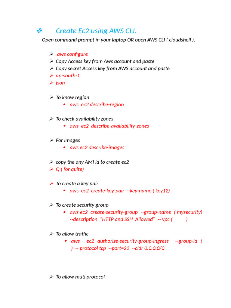 Create Ec2 using AWS CLI | PDF | Command Line Interface | Networking Standards