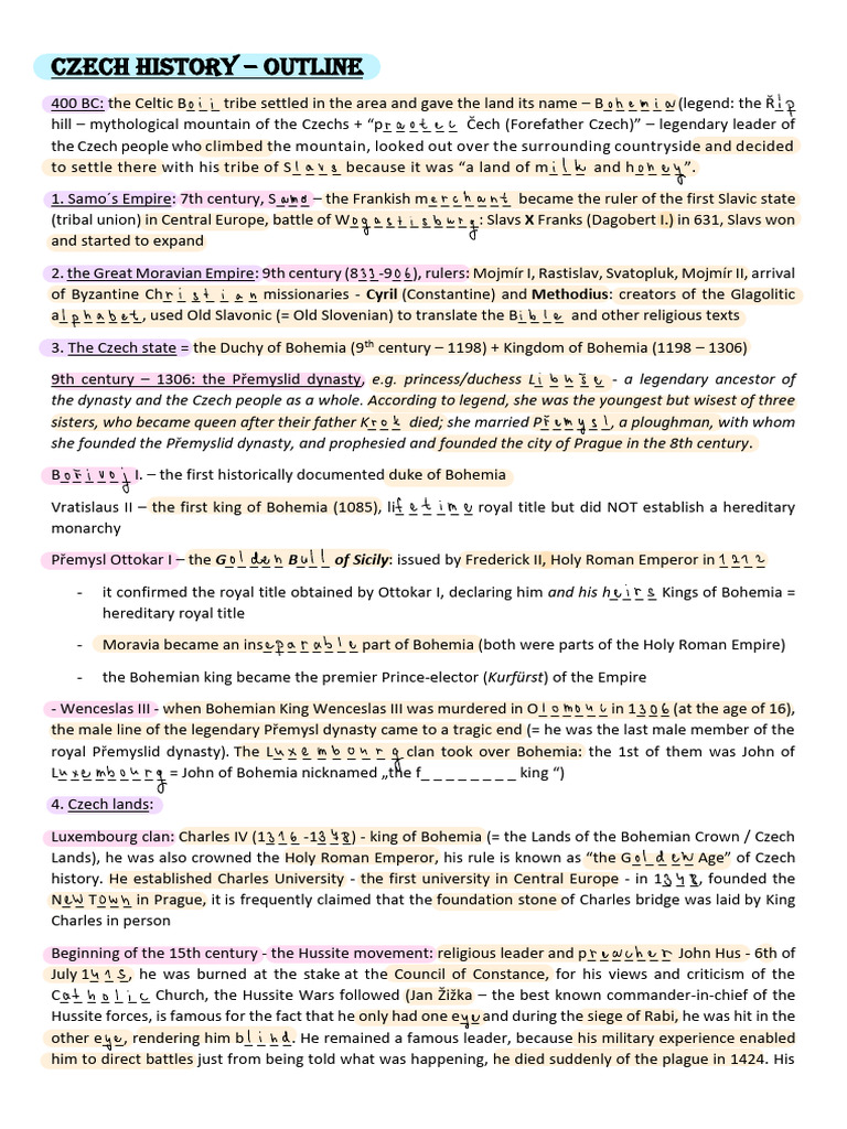 Overview of Czech History Timeline | PDF