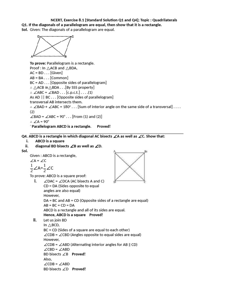 NCERT Ex8.1_Q1Q4 | PDF