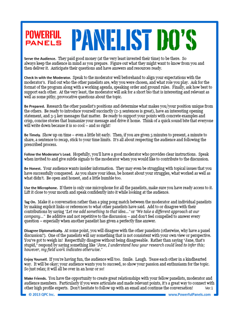 Essential Tips for Effective Panelists | PDF