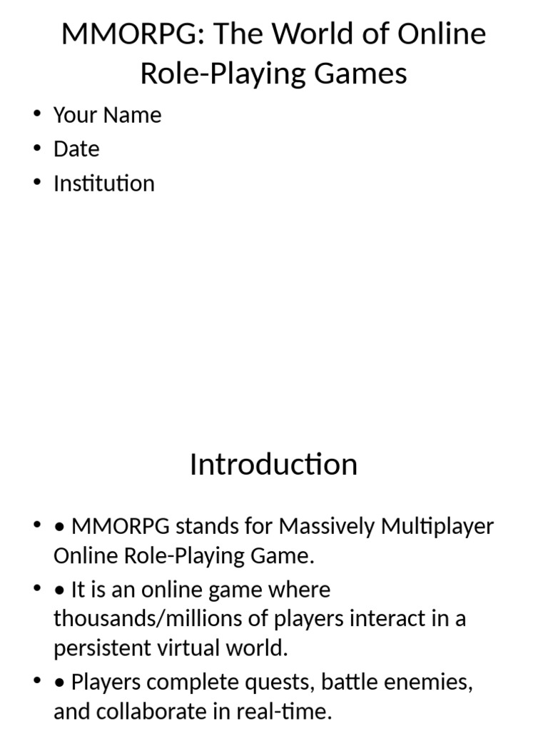 MMORPG Presentation | PDF