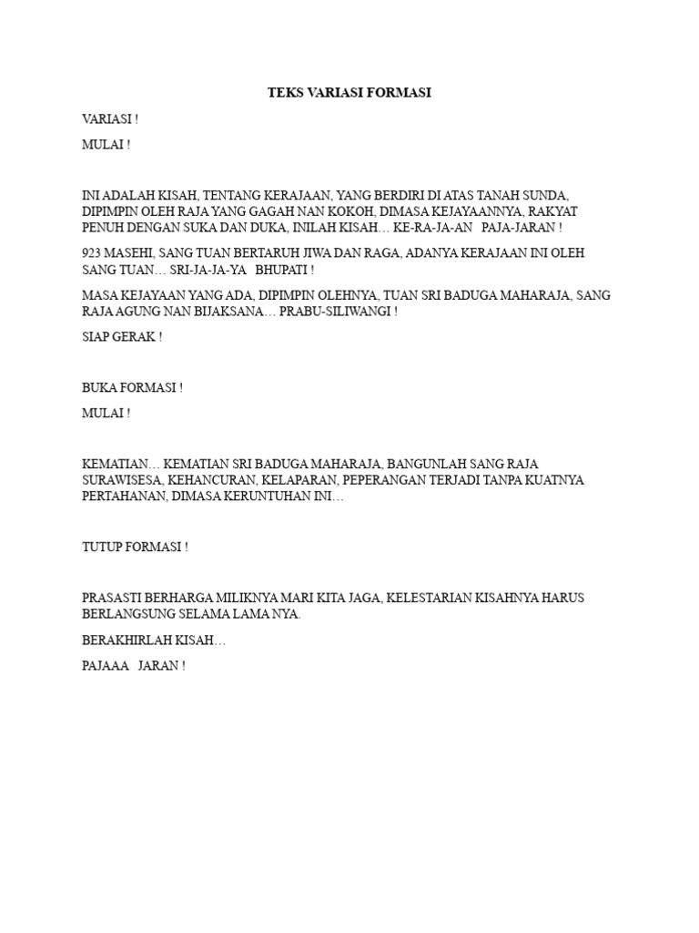 Teks Variasi Formasi Sdn Jambu | PDF