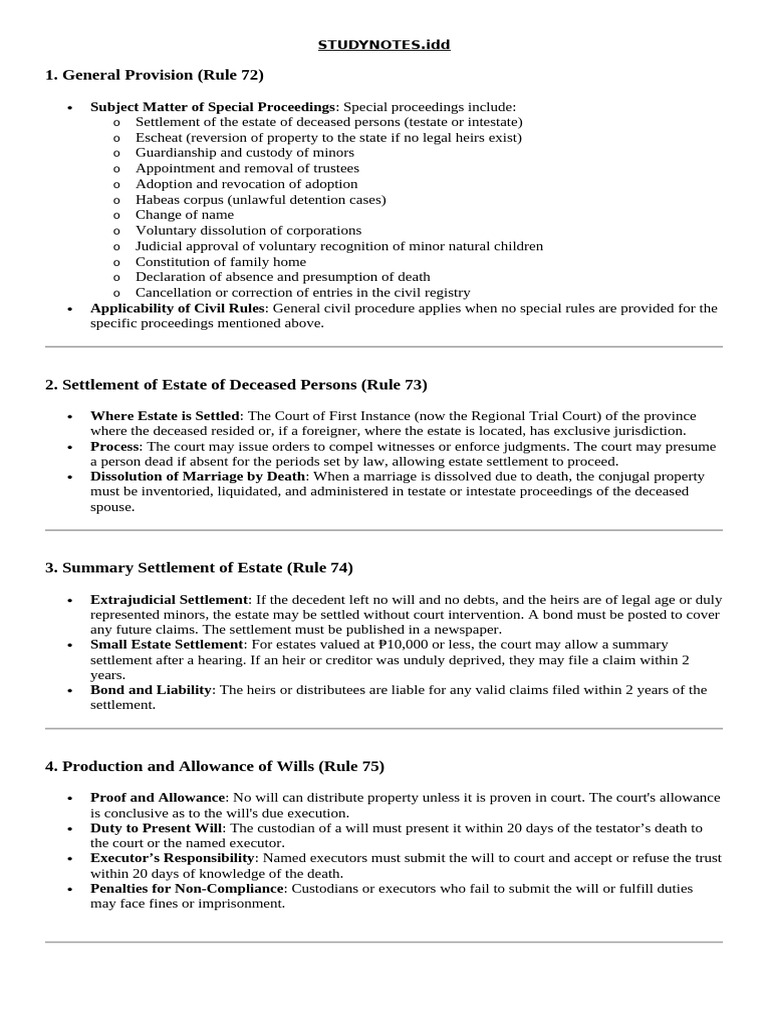 STUDY.NOTES.idd | PDF | Will And Testament | Intestacy