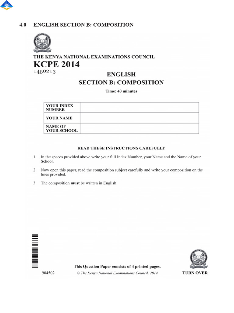 English Composition Paper Kcpe 2014 | PDF