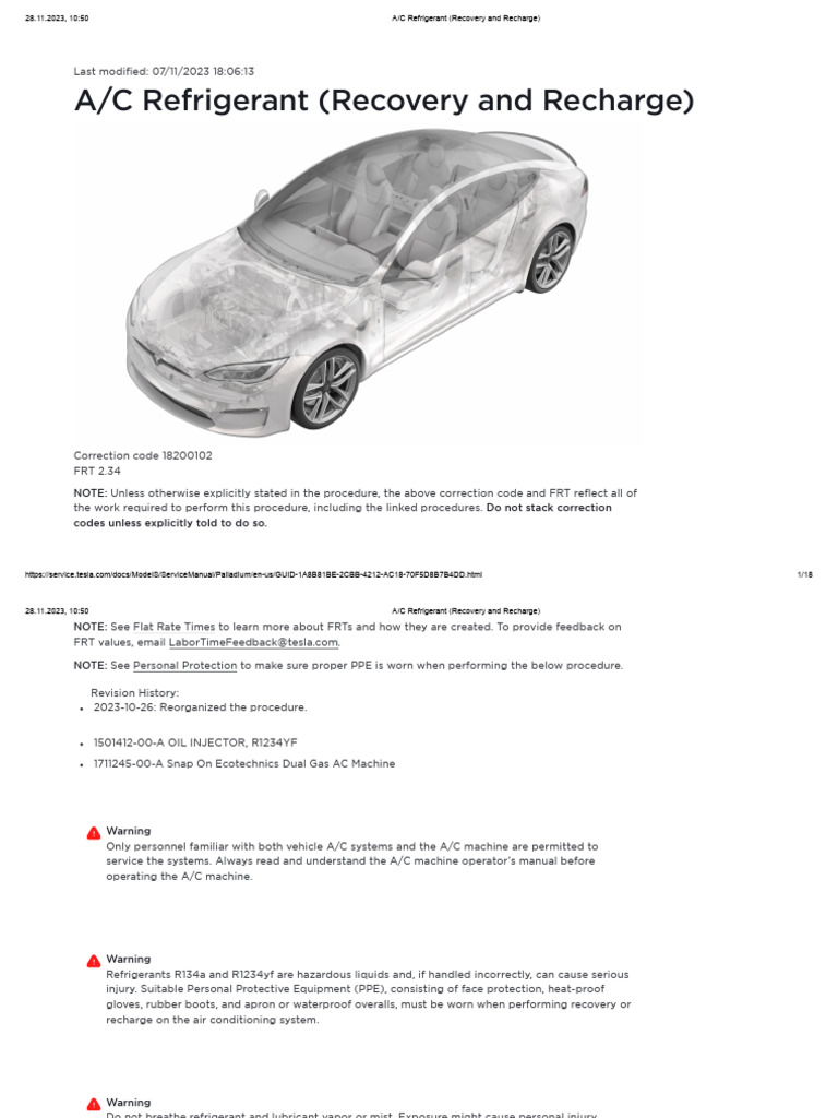 Tesla Model S A/C Refrigerant Guide | PDF | Air Conditioning | Personal ...