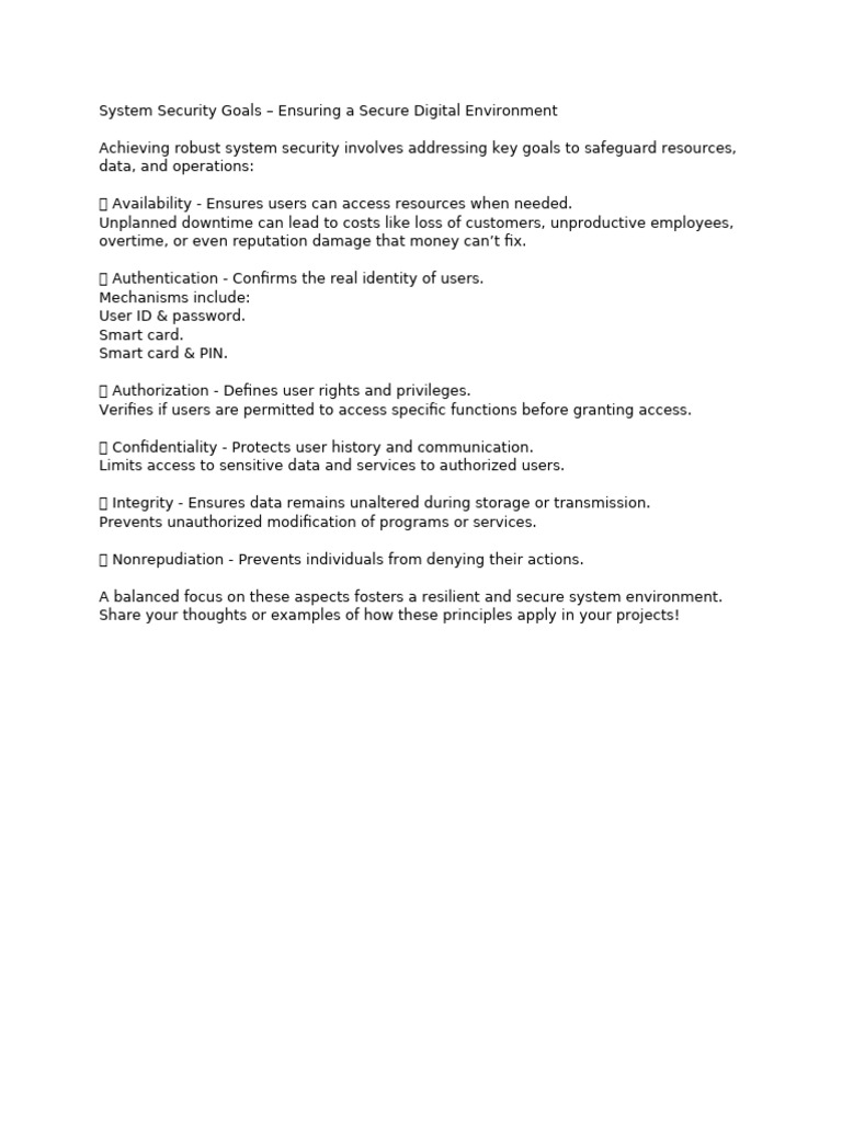 2-365 - System Security Goals - Ensuring A Secure Digital Environment | PDF