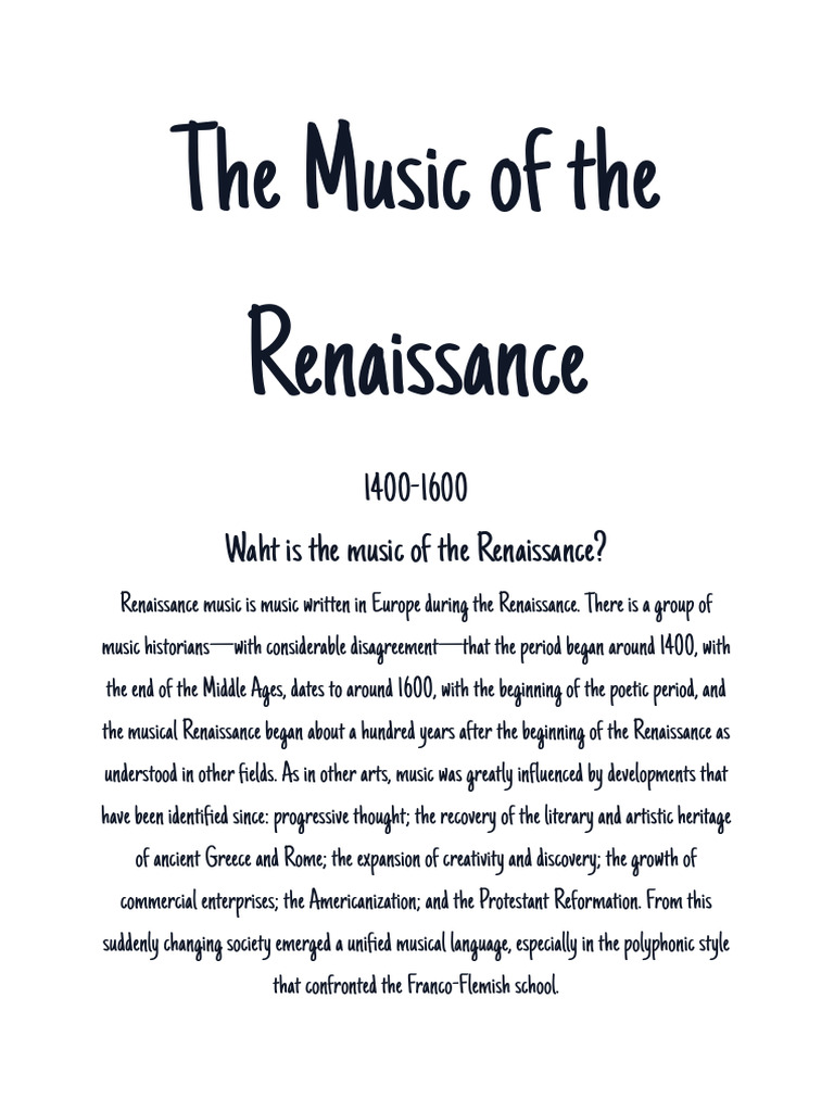 The Music of The Renaissance | PDF | Baroque Music | Renaissance