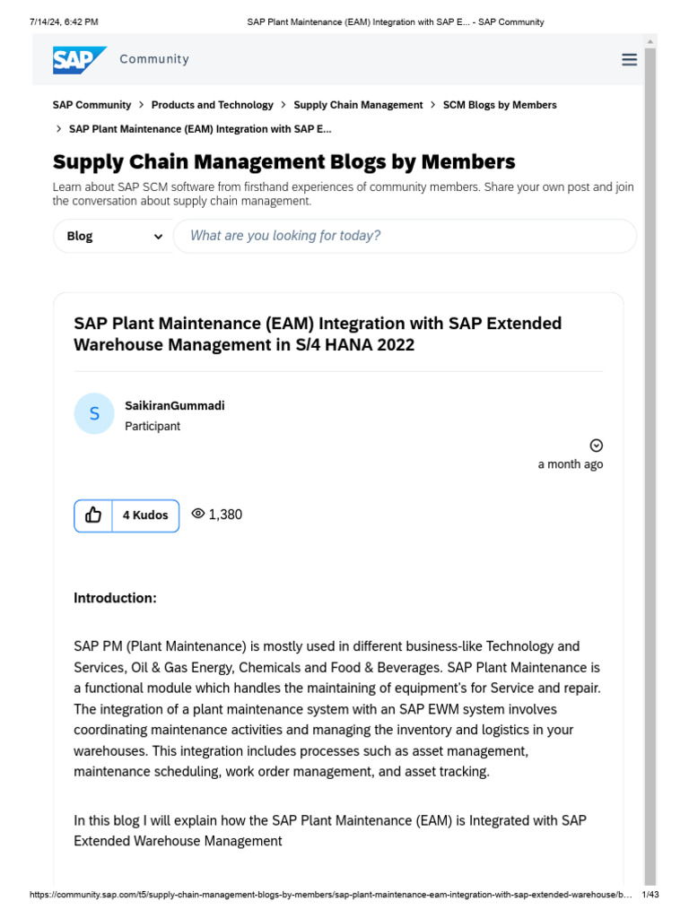 SAP Plant Maintenance (EAM) Integration With SAP E... - SAP Community ...