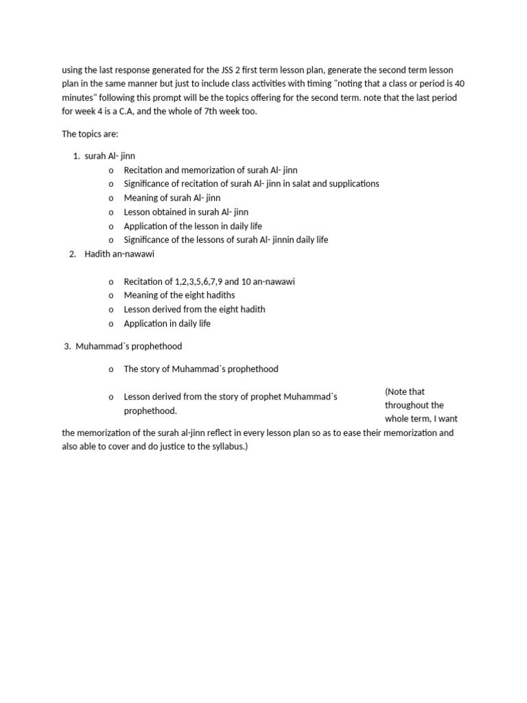 Using The Last Response Generated For The JSS 2 First Term Lesson Plan | PDF | Molecules ...