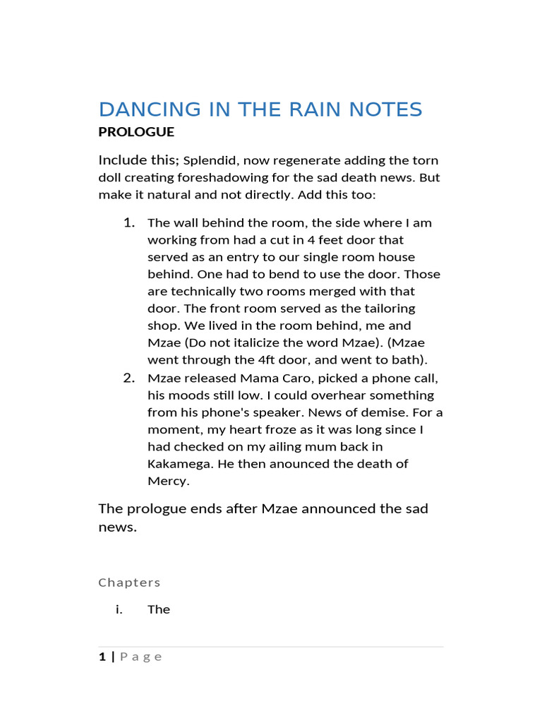 Dancing in The Rain Notes | PDF