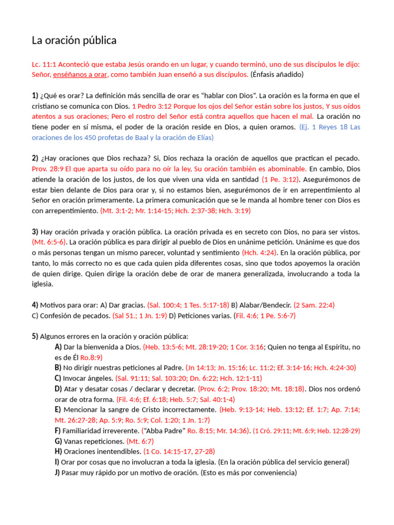 La Oración Pública | PDF | Oración | Actitud psicológica