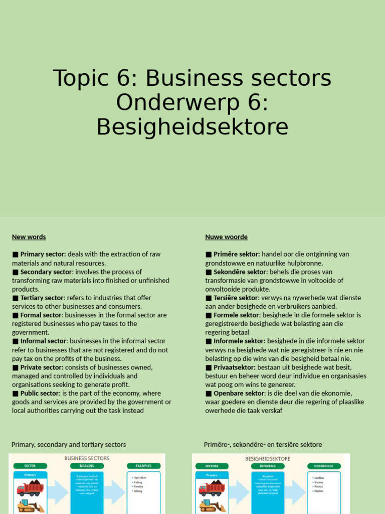 Topic 6 Business Sectors | PDF | Economics | Economies