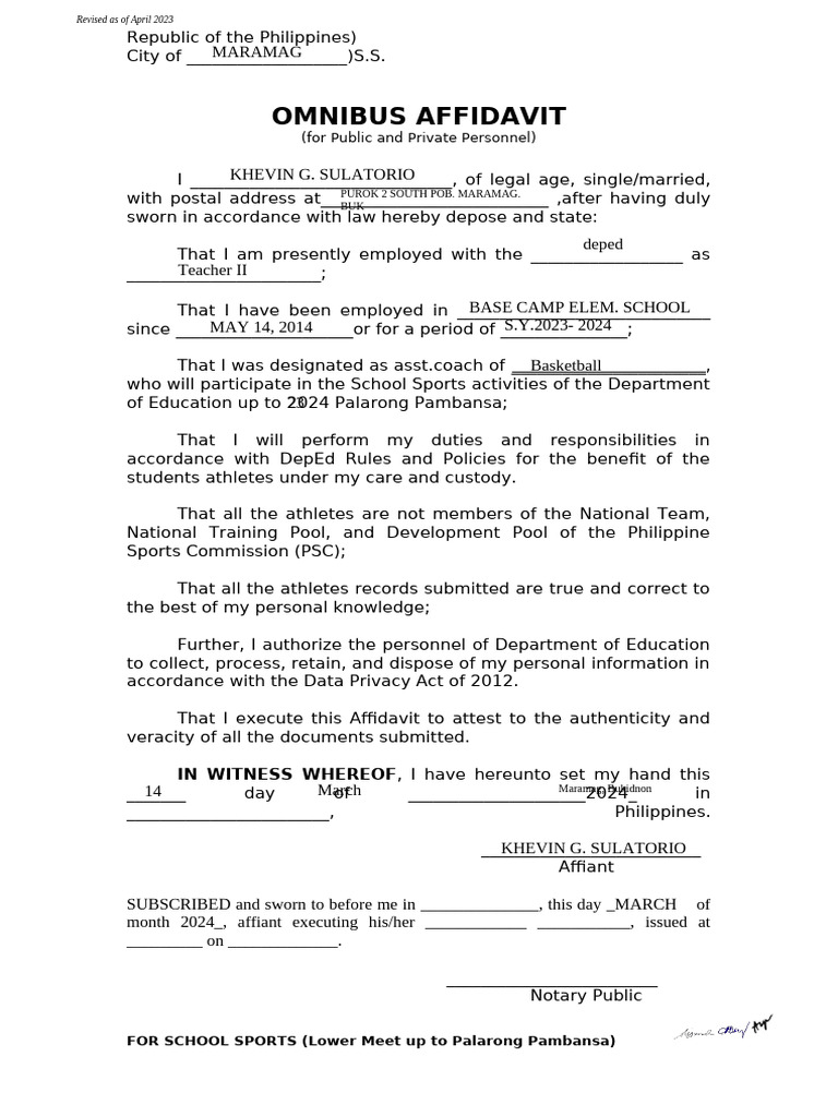 Omnibus-Affidavit_v2023 | PDF | Affidavit | Government