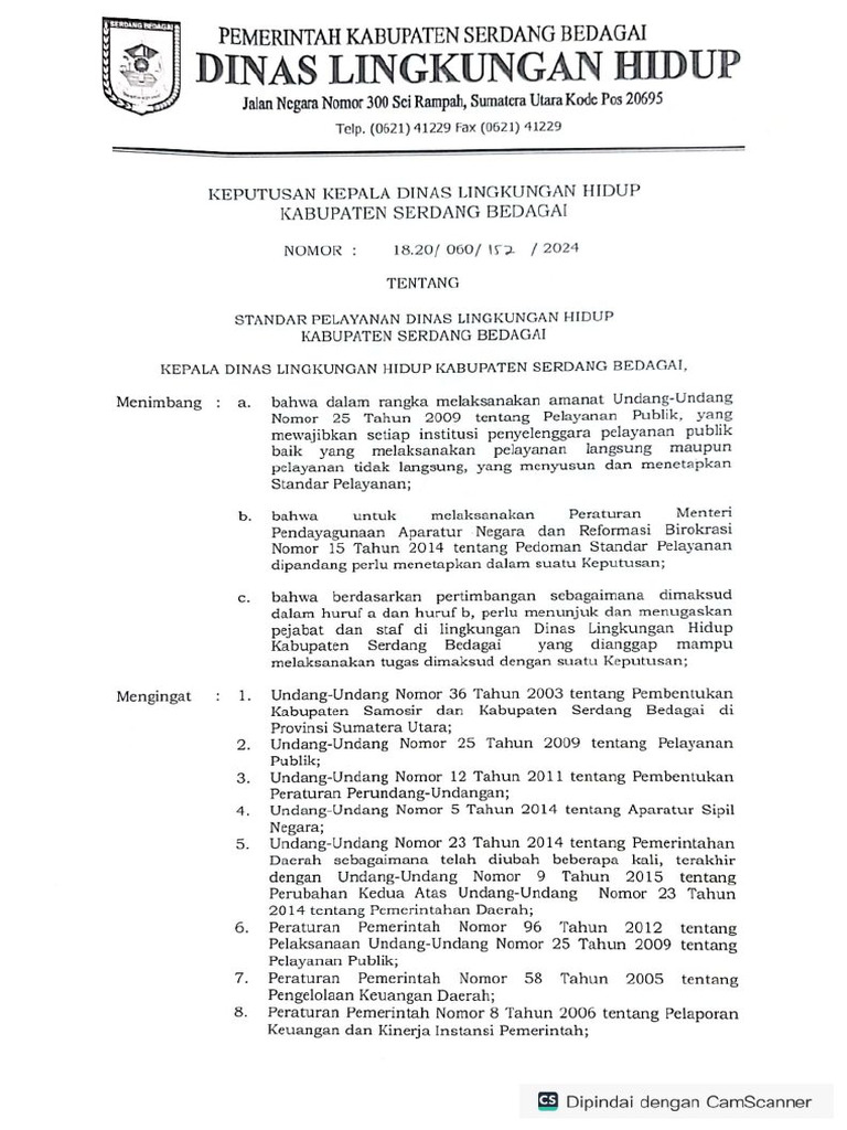 SK Standar Pelayanan Dinas LH Tahun 2024 - 11zon-20240816053739 | PDF