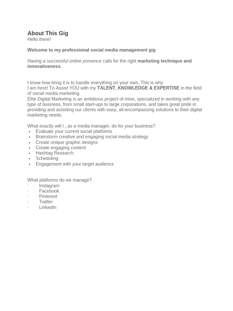 About This Gig | PDF