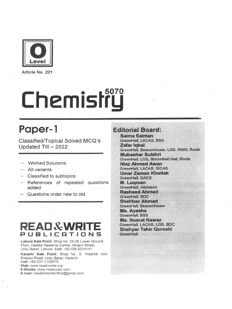 O Level Chemistry P1 Topicals 2023 | PDF
