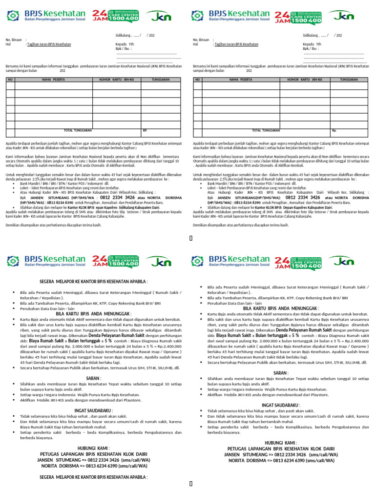 Form Tagihan 2025 | PDF