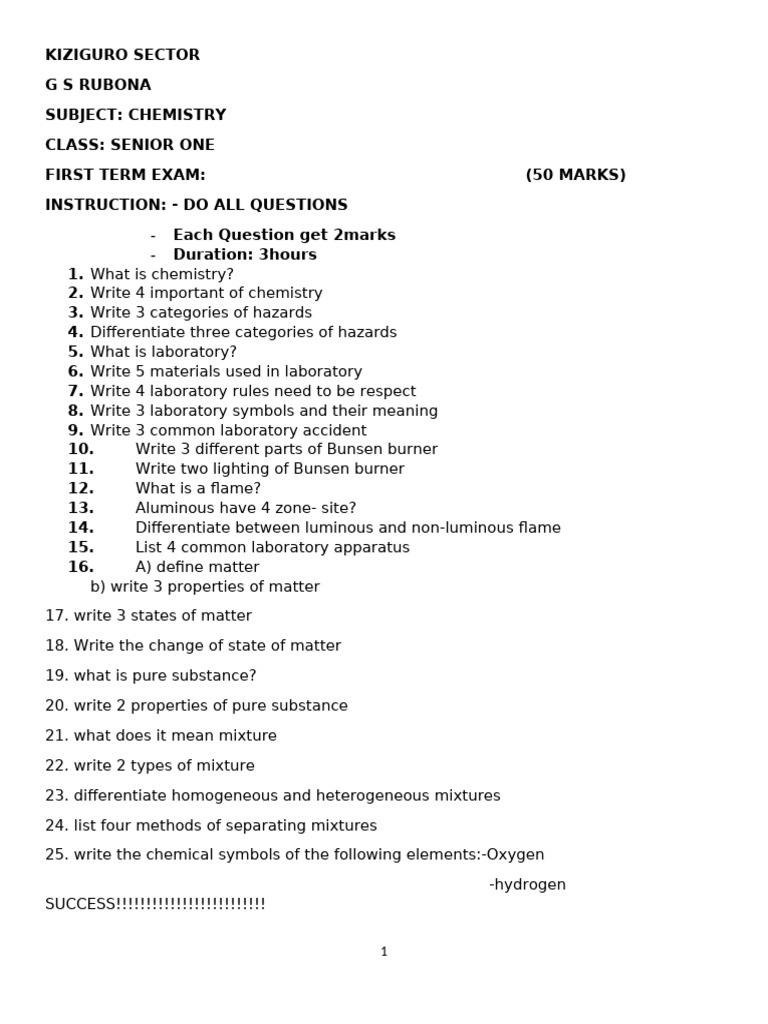 CHEM S1 | PDF
