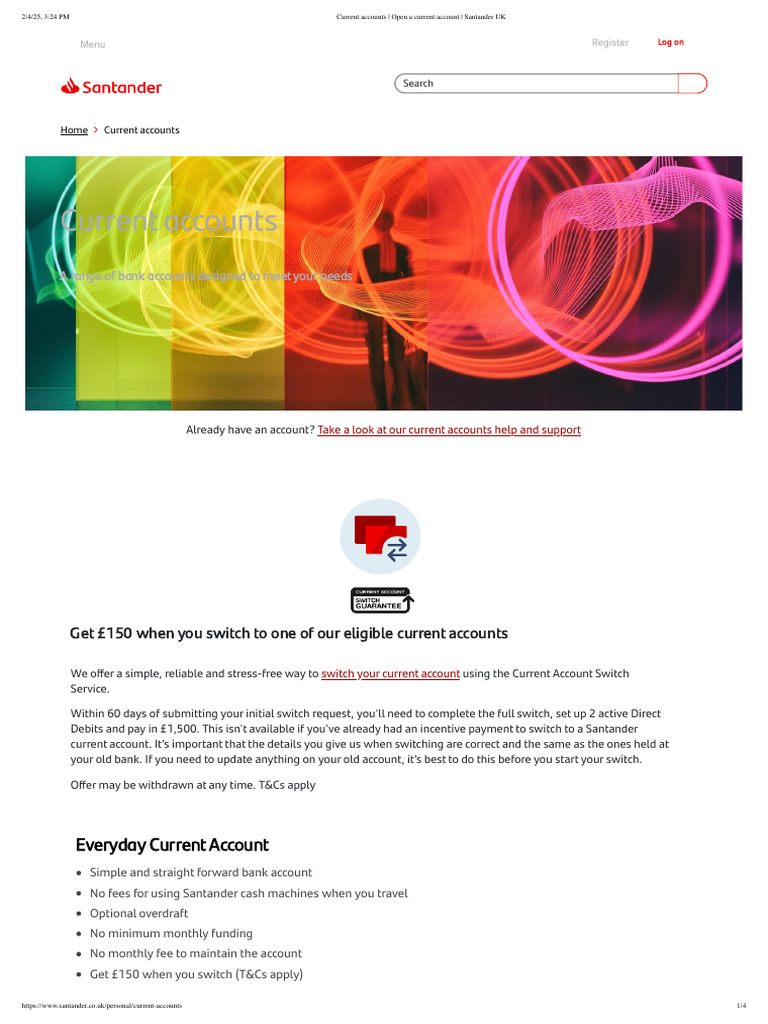 Current Accounts - Open A Current Account - Santander UK | PDF ...