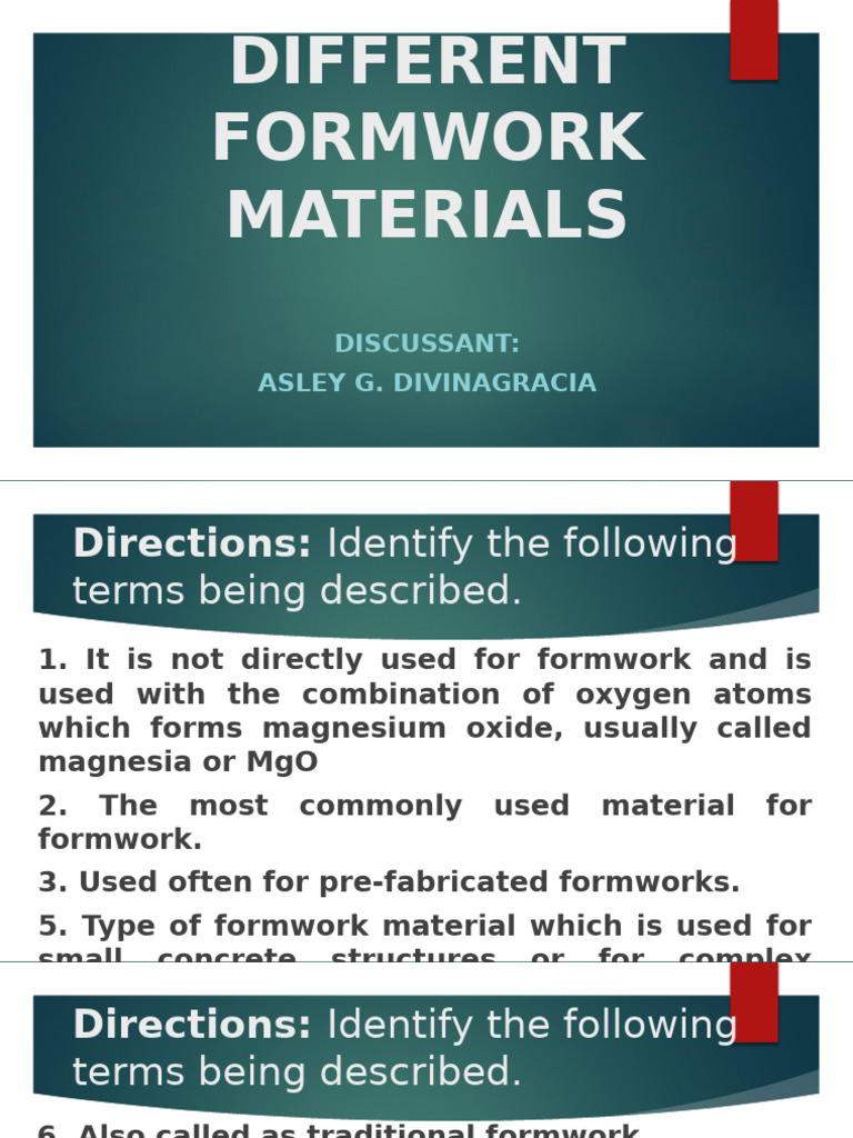 Formwork Materials Overview and Guide | PDF | Plywood | Concrete