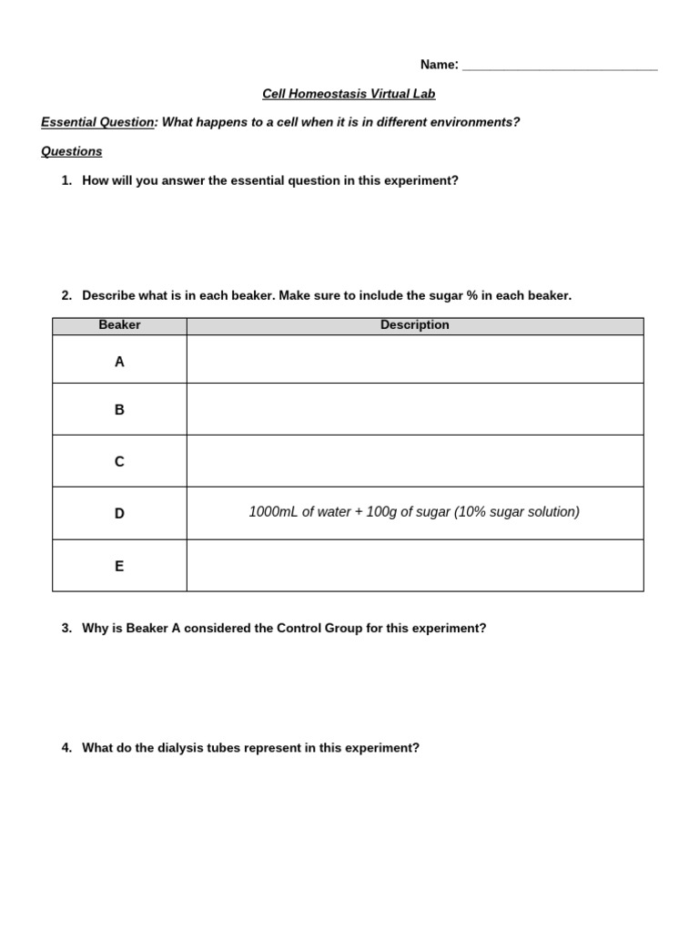 Cell Homeostasis Virtual Lab | PDF