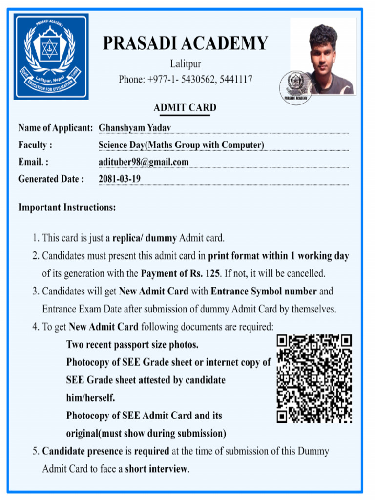 Admit Card | PDF