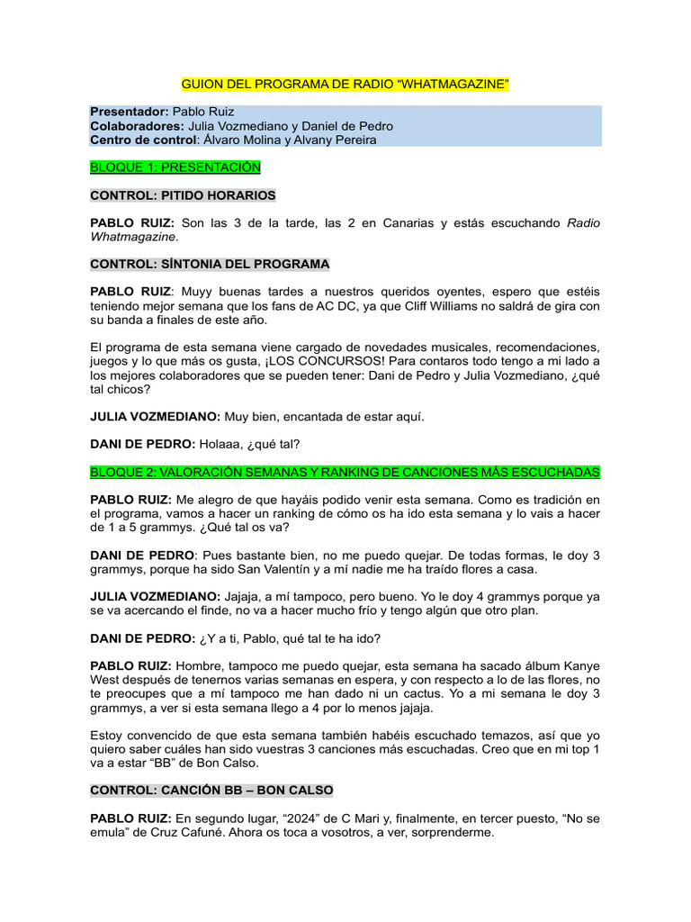 Guion Del Programa de Radio | PDF