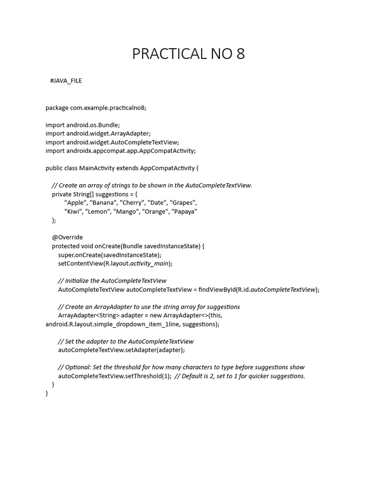 Android AutoCompleteTextView Example | PDF