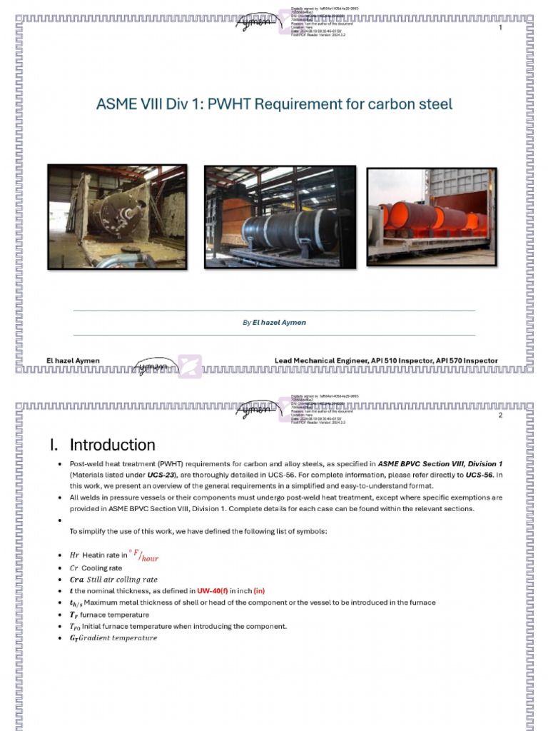 ASME VIII Div 1 - PWHT Requirement For Carbon Steel | PDF