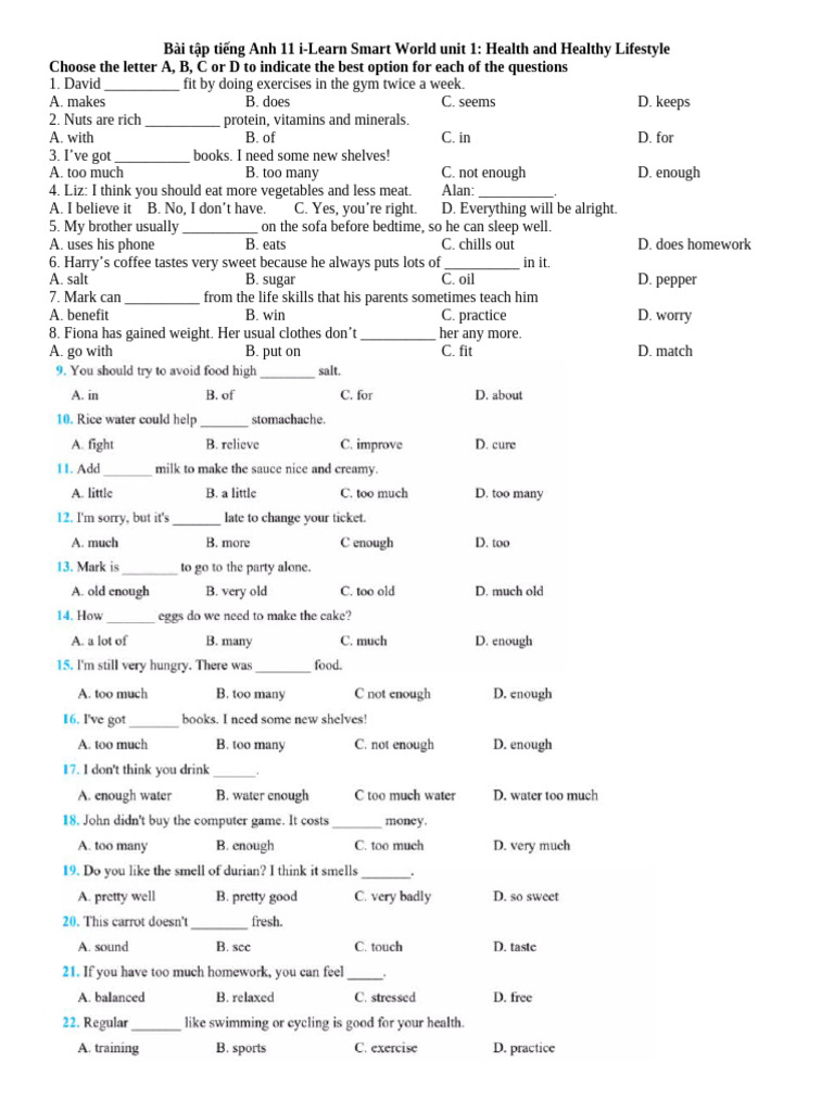 Bài tập tiếng Anh 11 unit 1 smart world | PDF | Intelligence