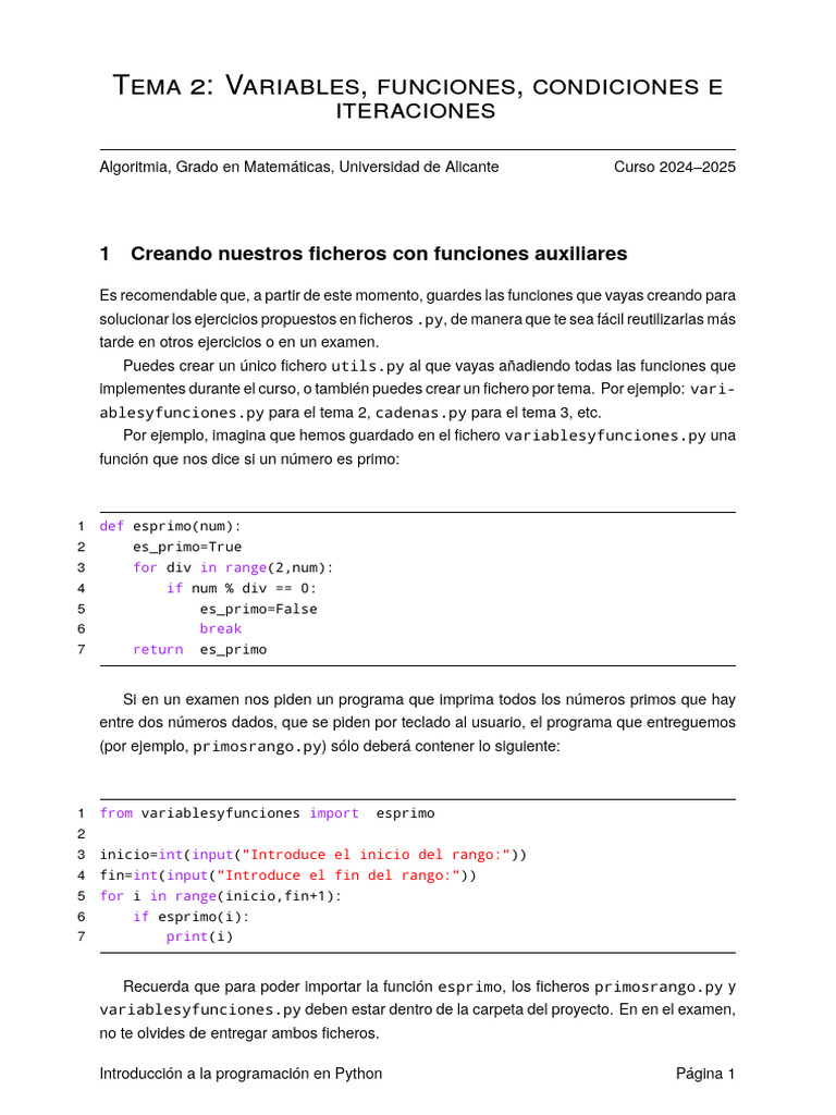 Algoritmia 24 25 Tema 2 | PDF | Python (lenguaje de programación) | Archivo de computadora