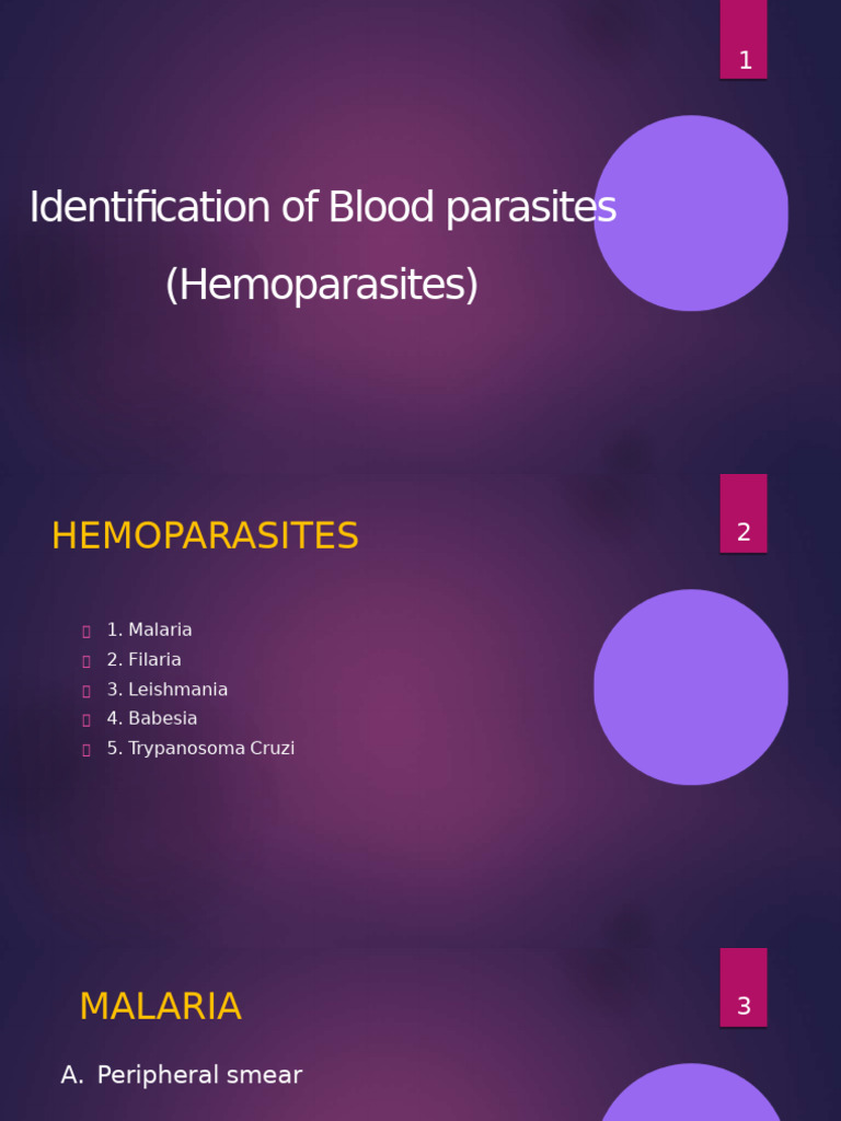 Blood Parasite Identification Guide | PDF | Malaria | Staining