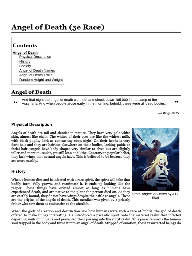 Angel of Death (5e Race) - D&D Wiki | PDF