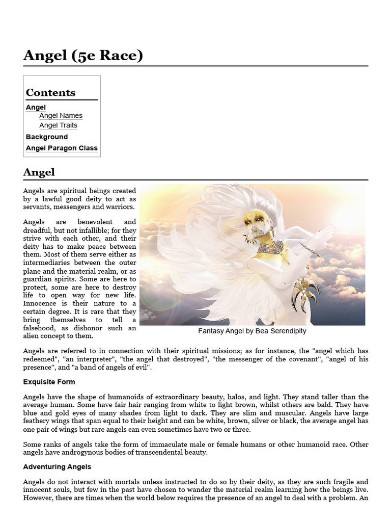 Angel (5e Race) - D&D Wiki | PDF | Angel | Religious Belief And Doctrine