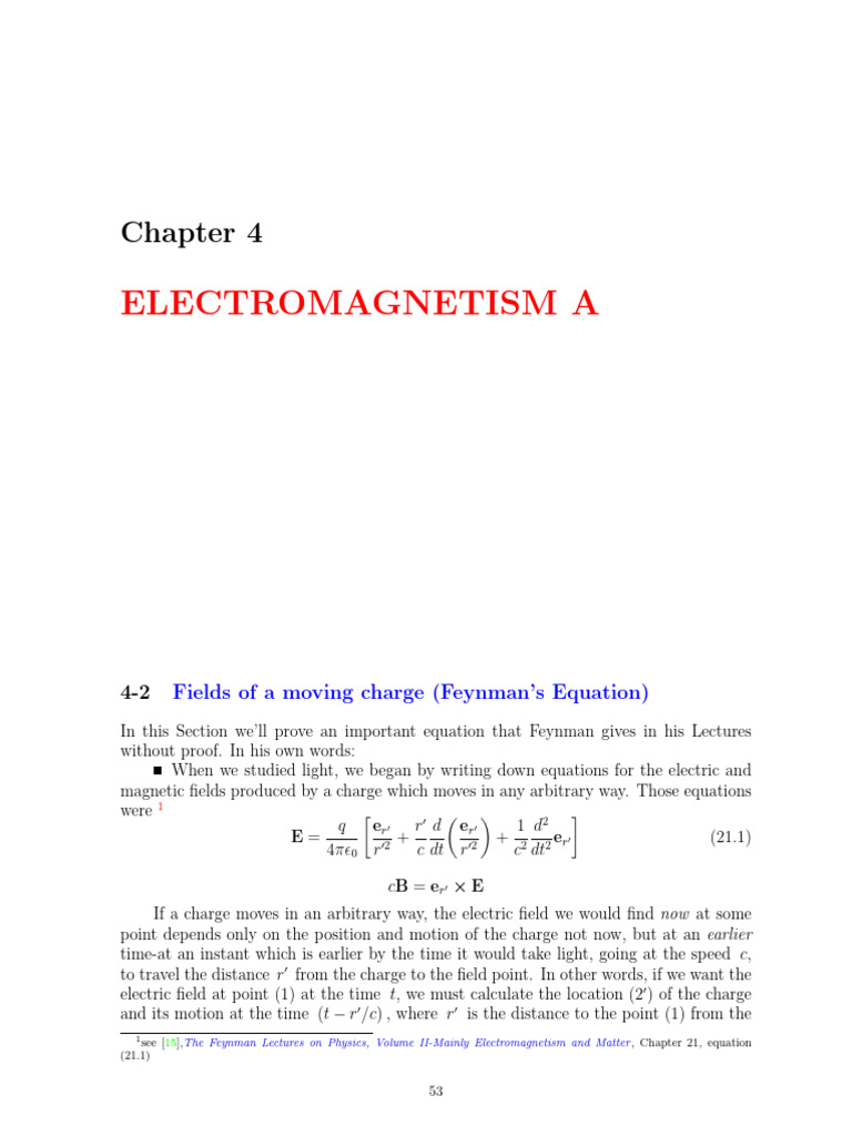 Electromagnetism: Moving Charge Fields | PDF | Derivative | Electric Field