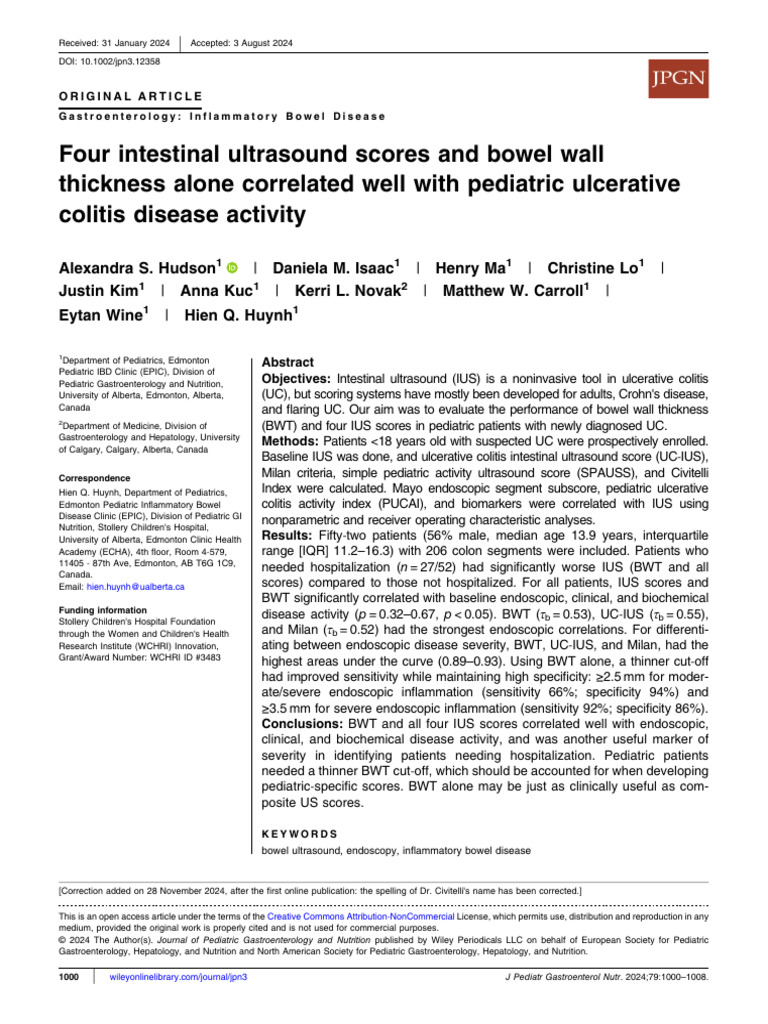 J pediatr gastroenterol nutr - 2024 - Hudson - Four intestinal ...