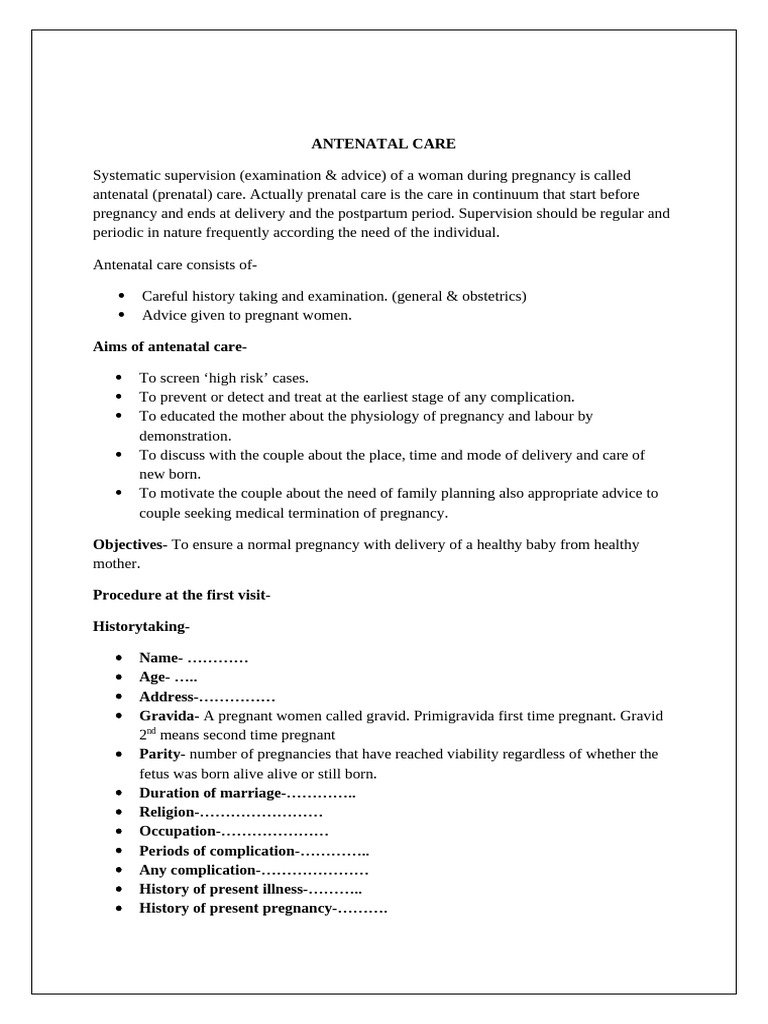 Antenatal Care Assignment | PDF | Pregnancy | Uterus