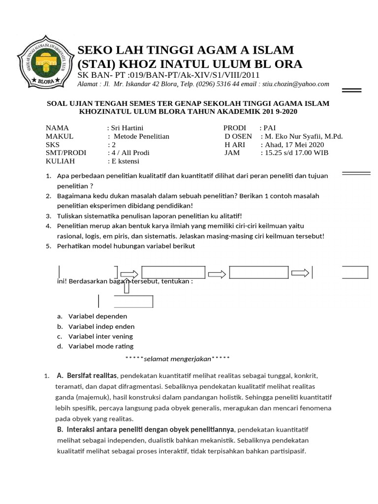 UTS Metode Penelitian | PDF